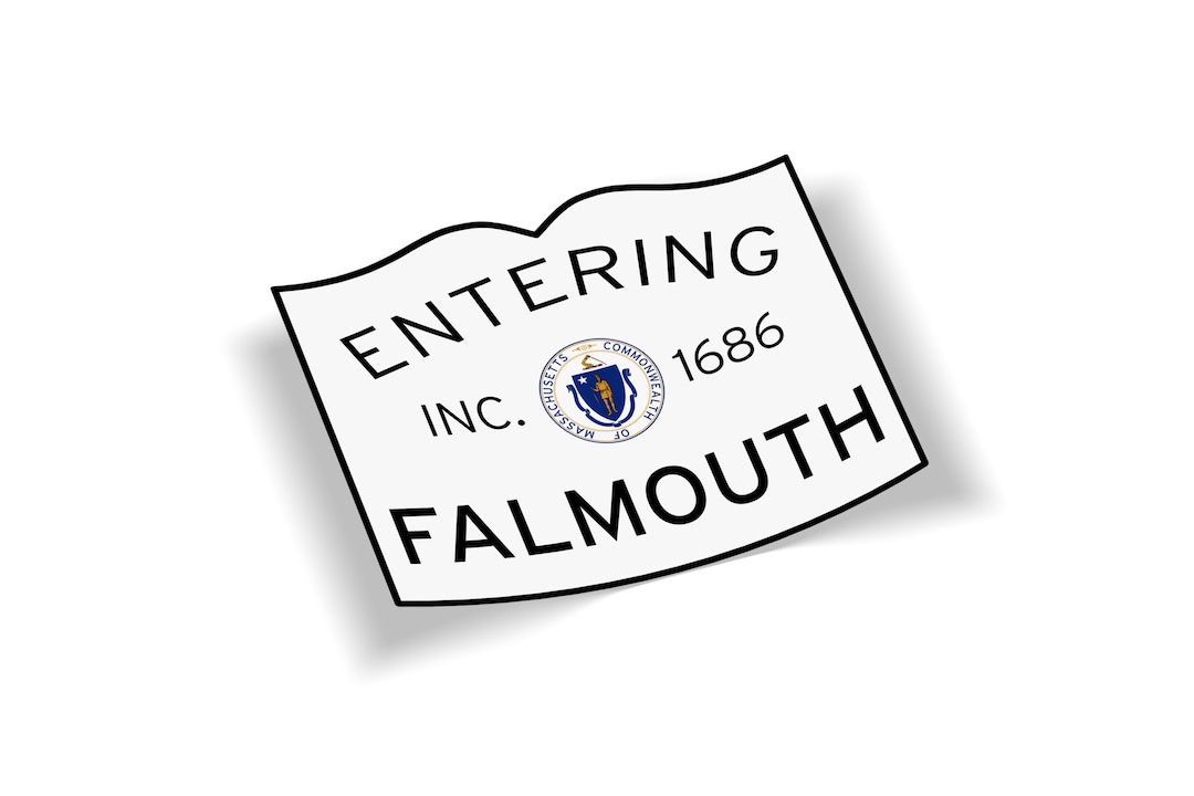 Entering Falmouth Bumper Sticker - 5x4 Outdoor Waterproof Cape Cod ...