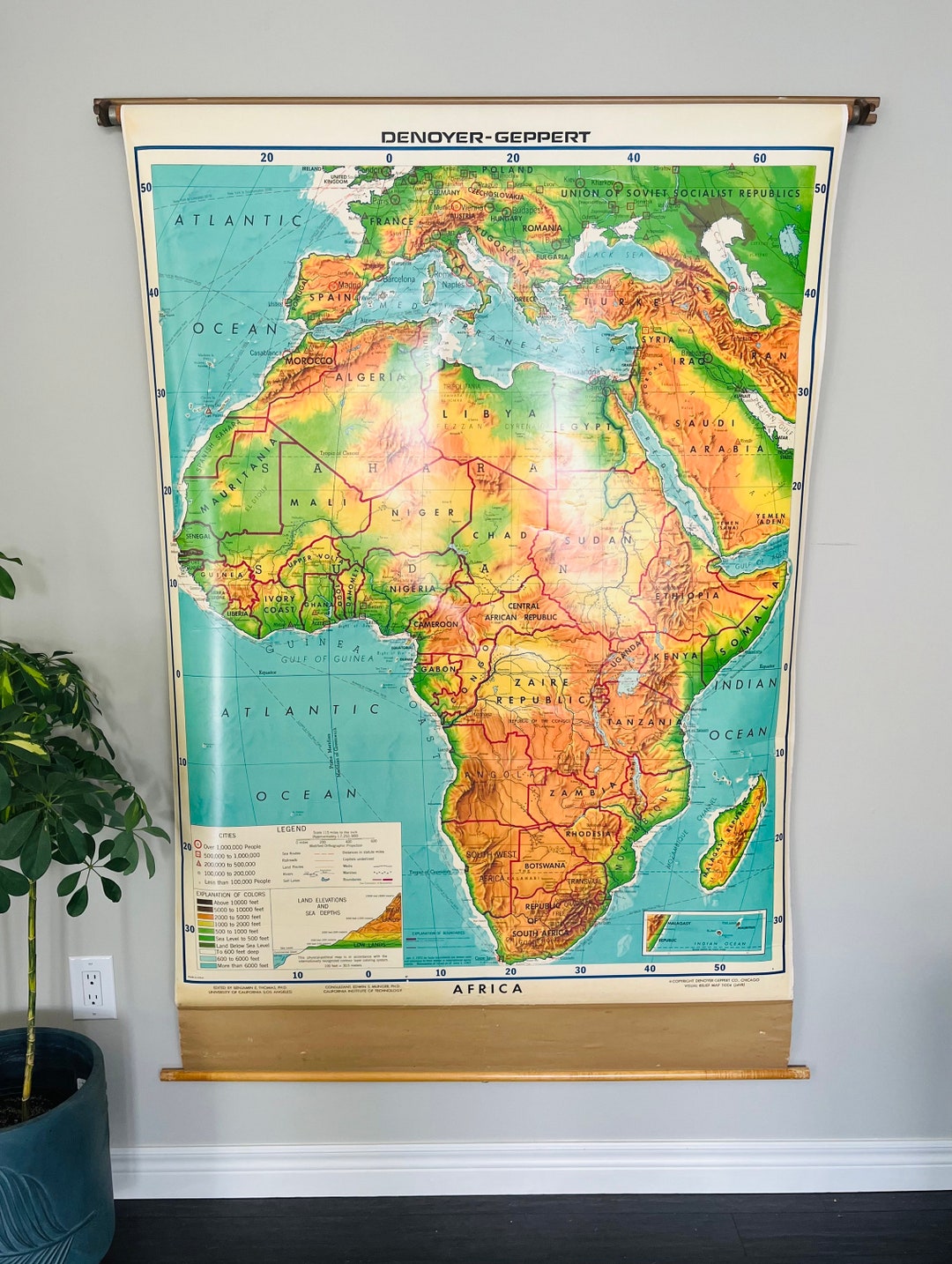 Vintage Denoyer Geppert Classroom Map of Africa - Etsy