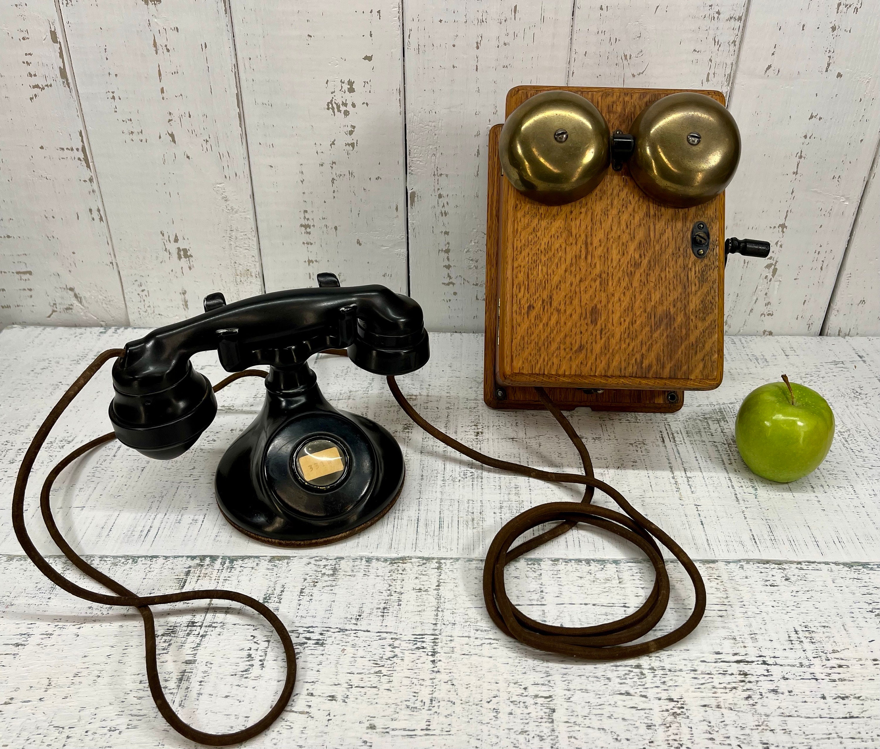 Antique Hand Crank Wall Box and Desk Telephone / 1920's Western ...