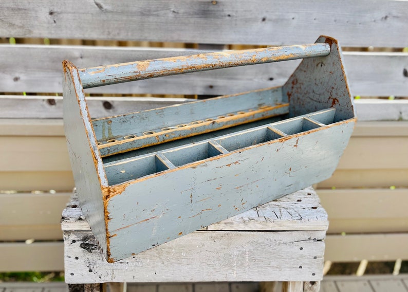Vintage Hand Made Wooden Tool Box / Caddy - Etsy