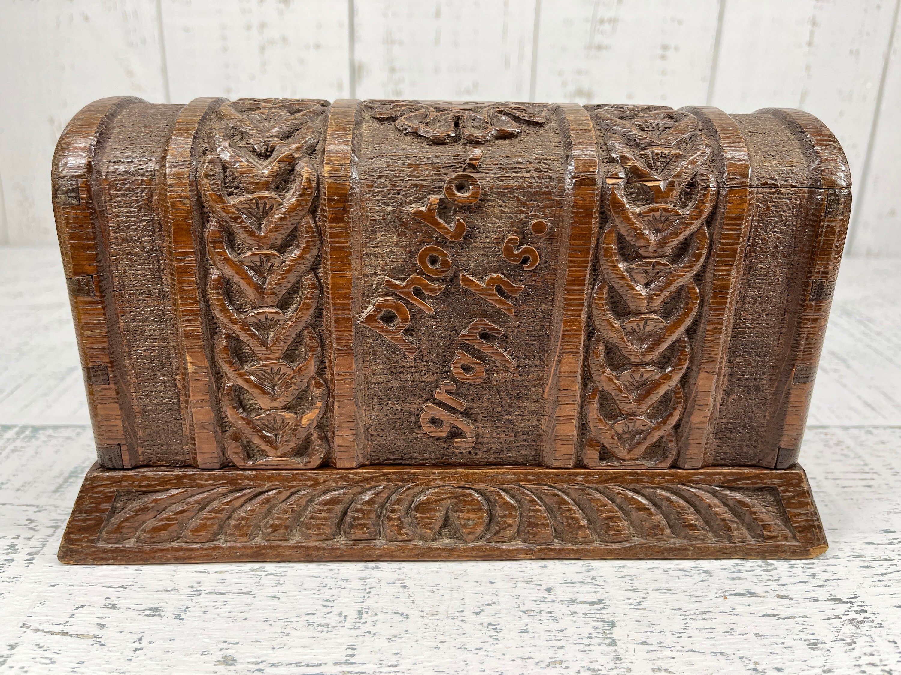 19th Century Hand Carved Photograph Box / Antique Cabinet Card Holder ...