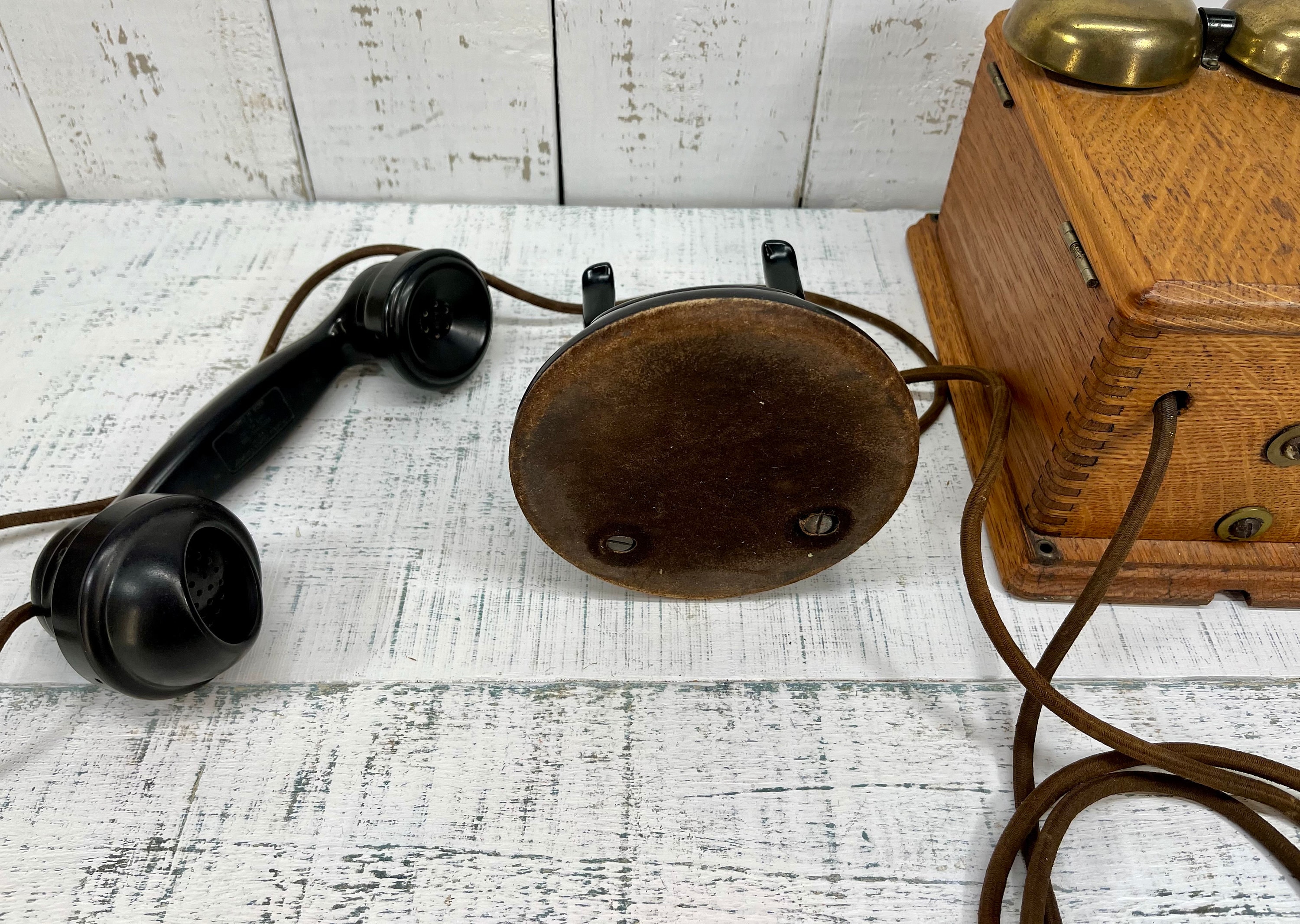Antique Hand Crank Wall Box and Desk Telephone / 1920's Western ...