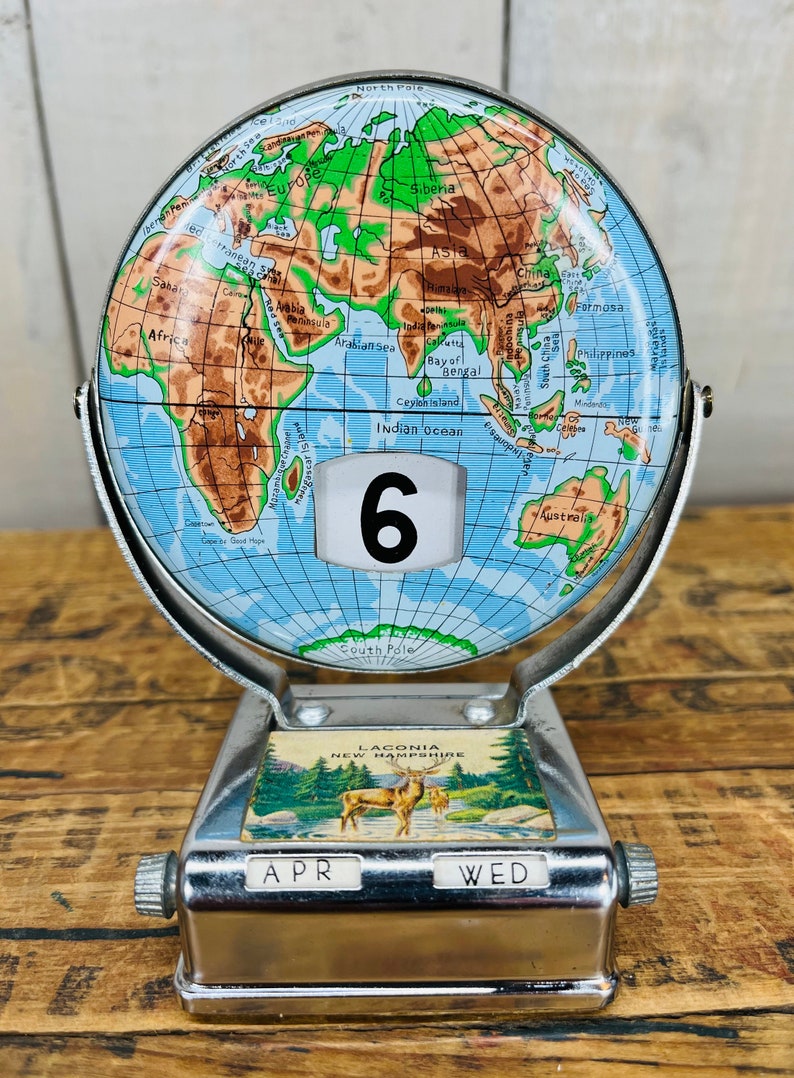 Vintage Metal Perpetual Flip World Map Calendar - Etsy