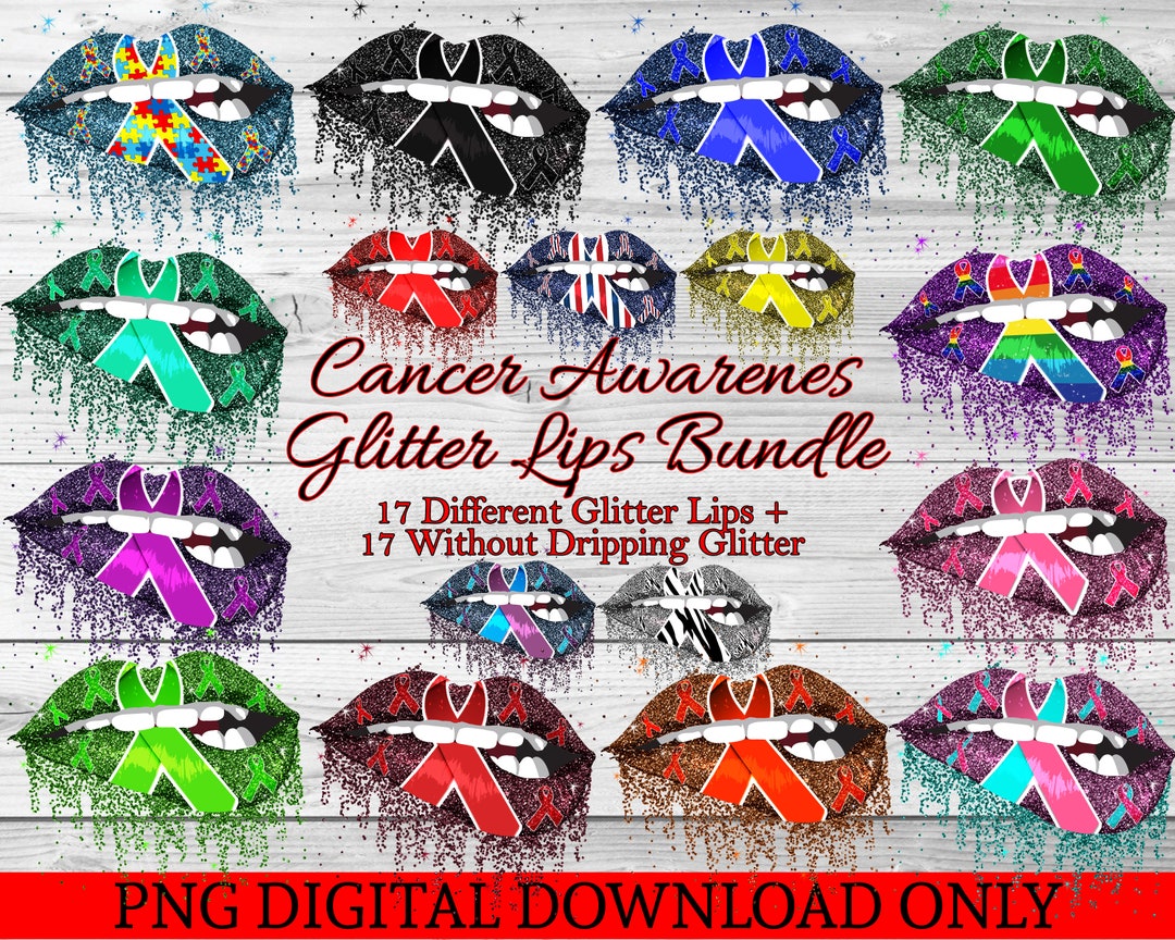 Cancer Awareness Glitter Lips Bundle Cancer Ribbons Lips - Etsy