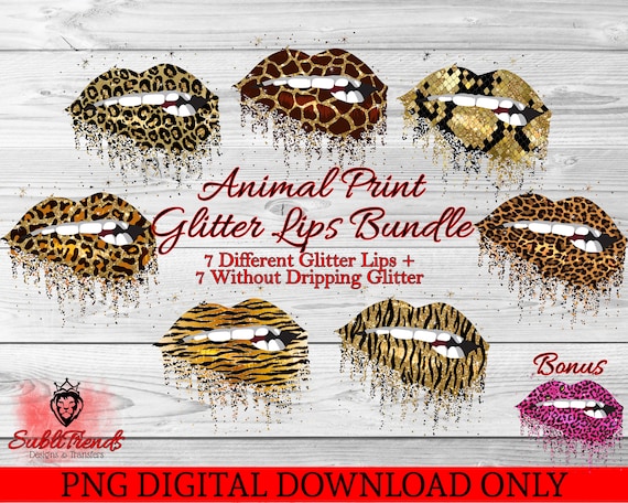 Animal Print Glitter Lips Bundle Leopard Cheetah Tiger Snake | Etsy