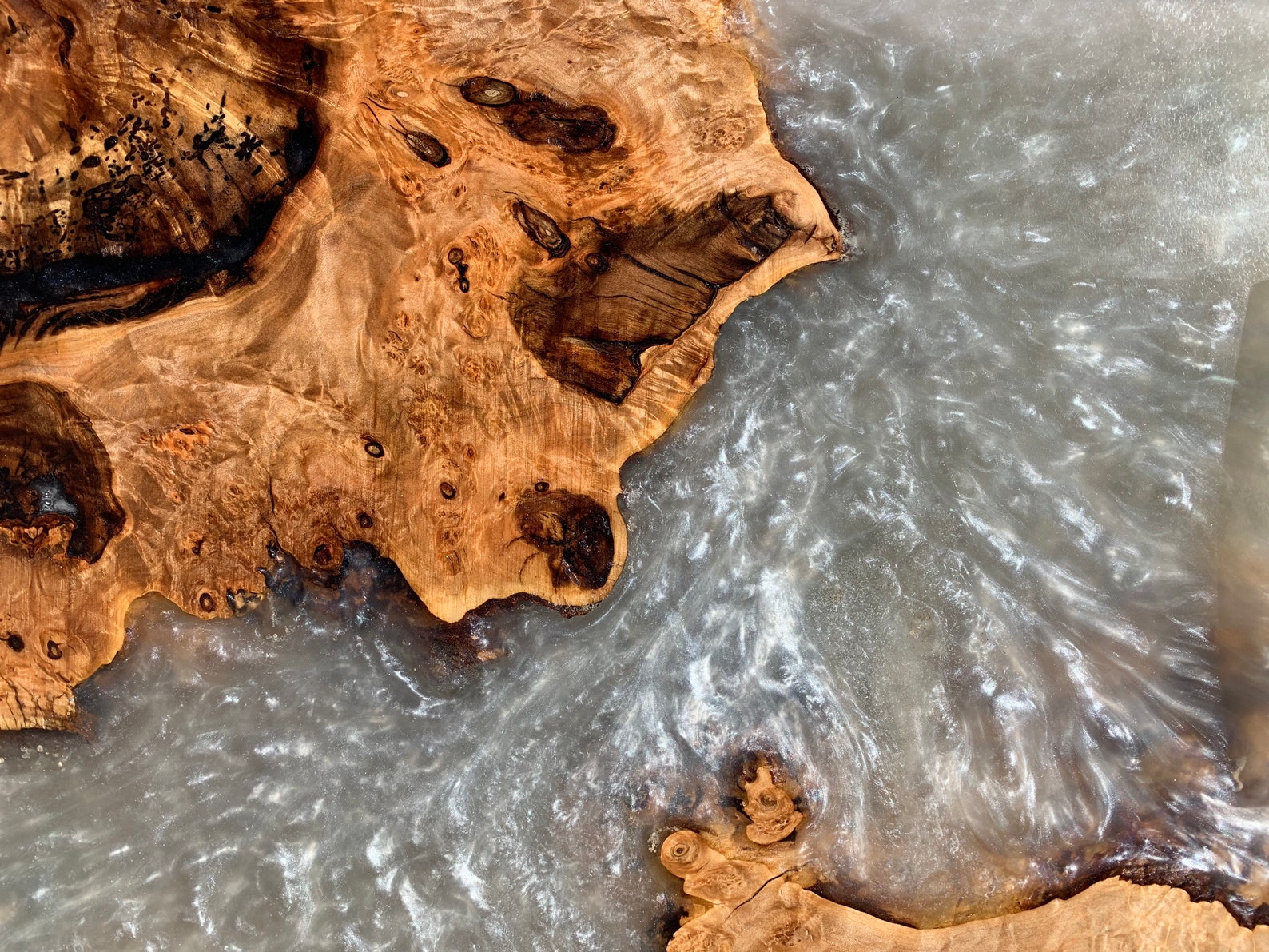 SOLD Stunning Burl Wood/resin Serving Tray - Etsy