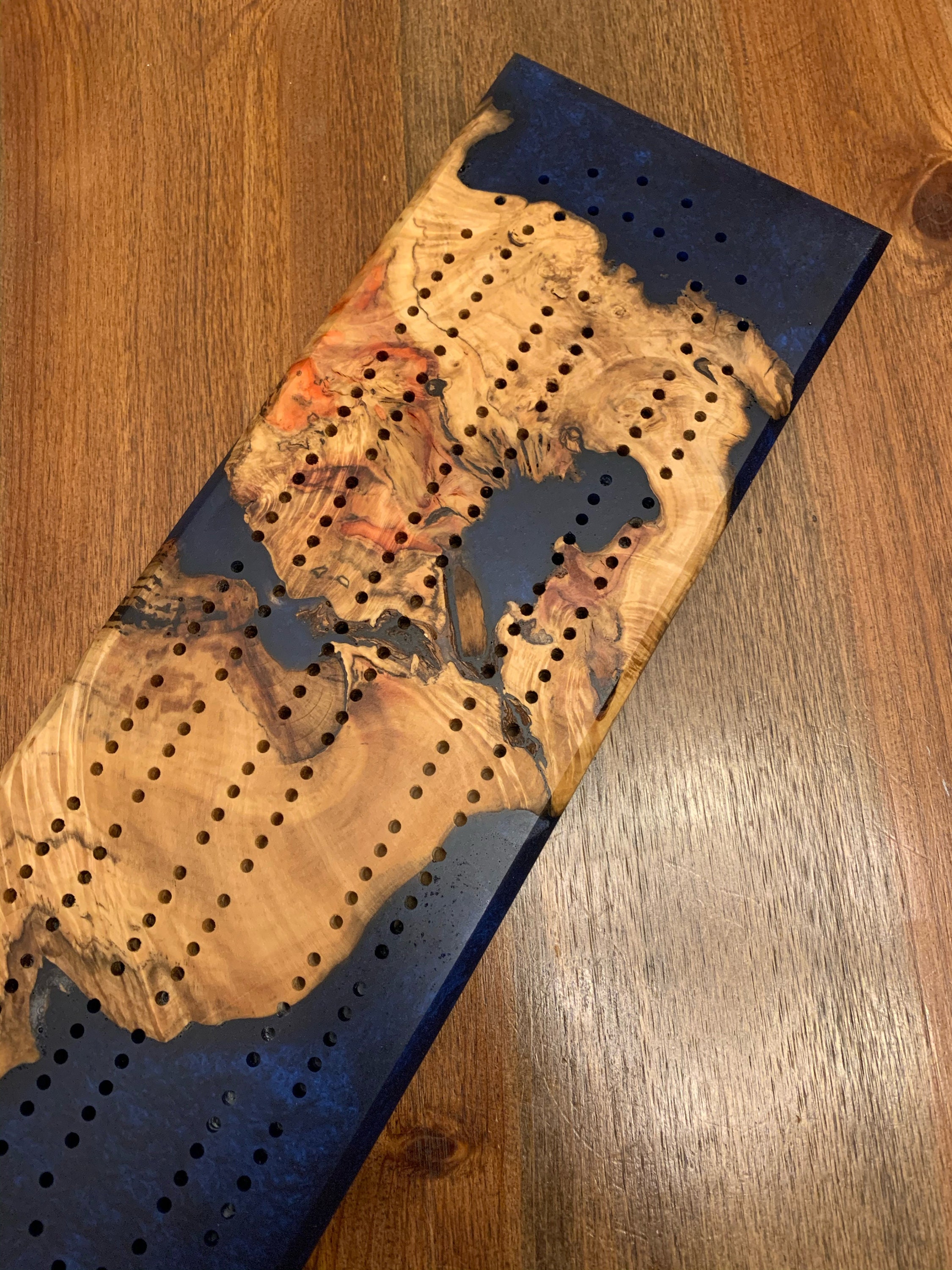 SOLD Dark Blue/burl Wood Cribbage Board 2 Track - Etsy
