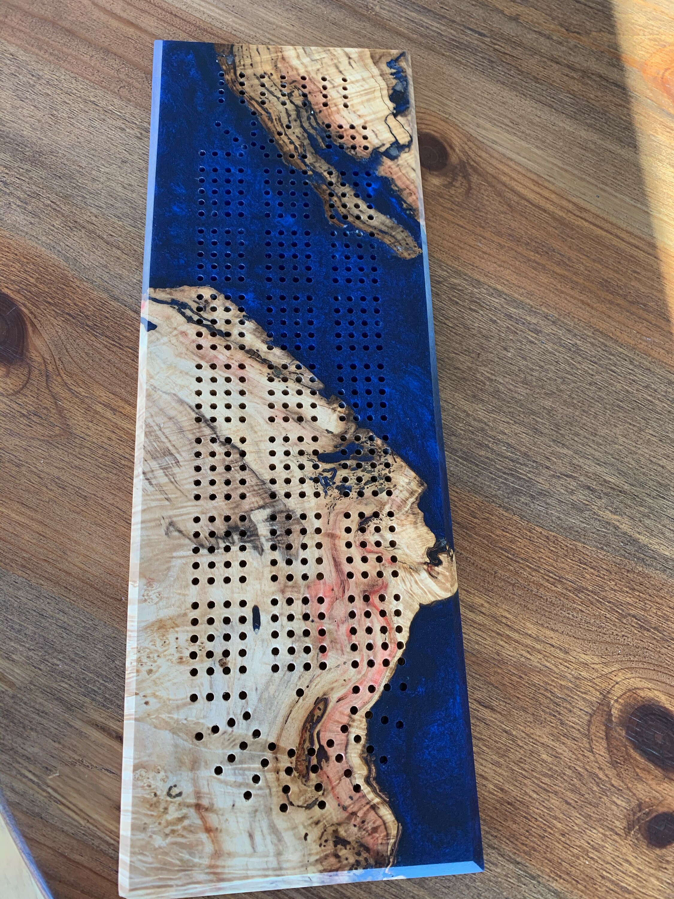 SOLD Dark Blue/burl Wood Cribbage Board 4 Track - Etsy