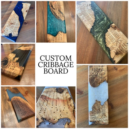 SOLD 4 Track Cribbage Board Burl Wood and Resin - Etsy