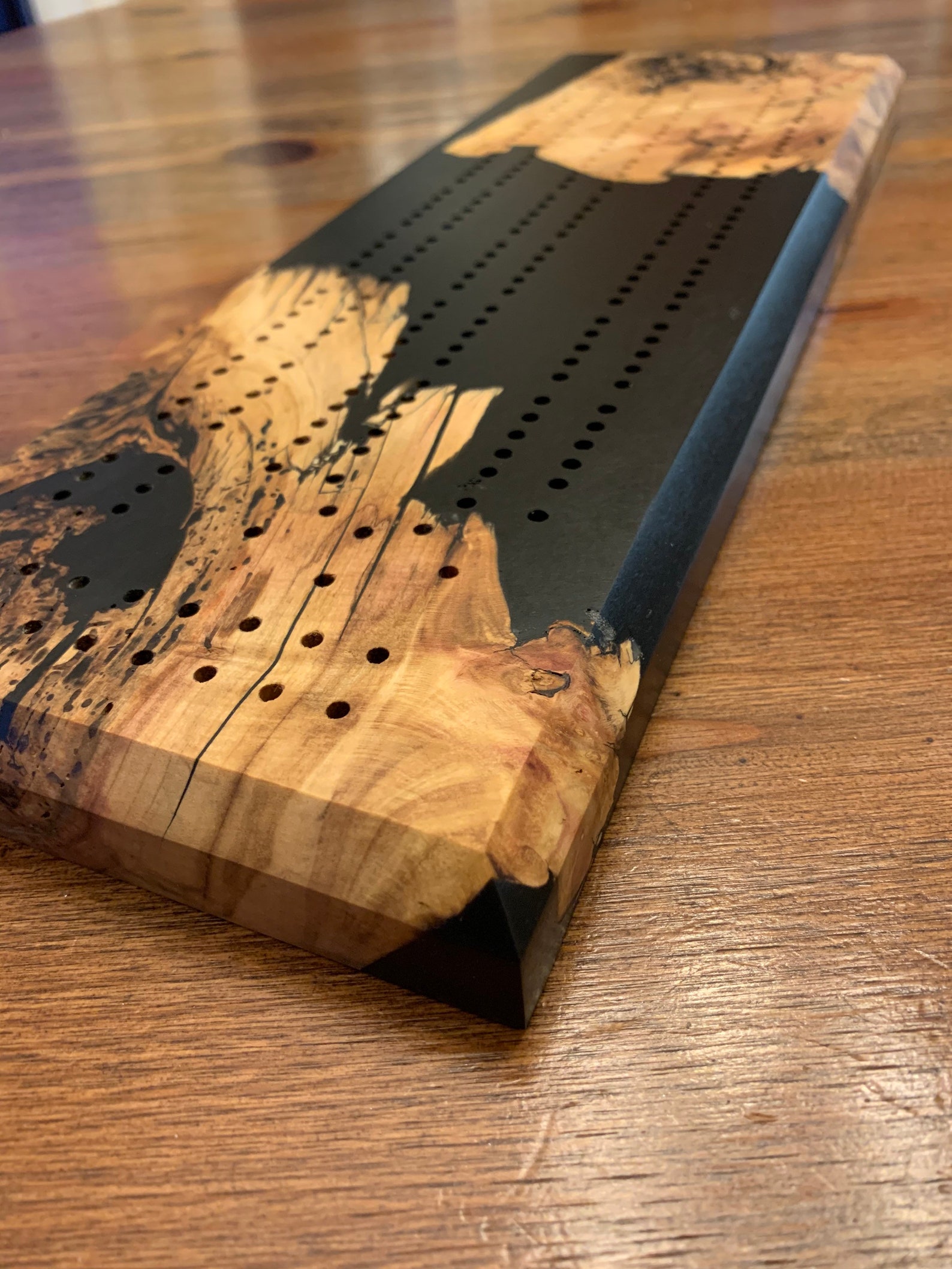 custom-cribbage-board-with-resin-and-wood-etsy