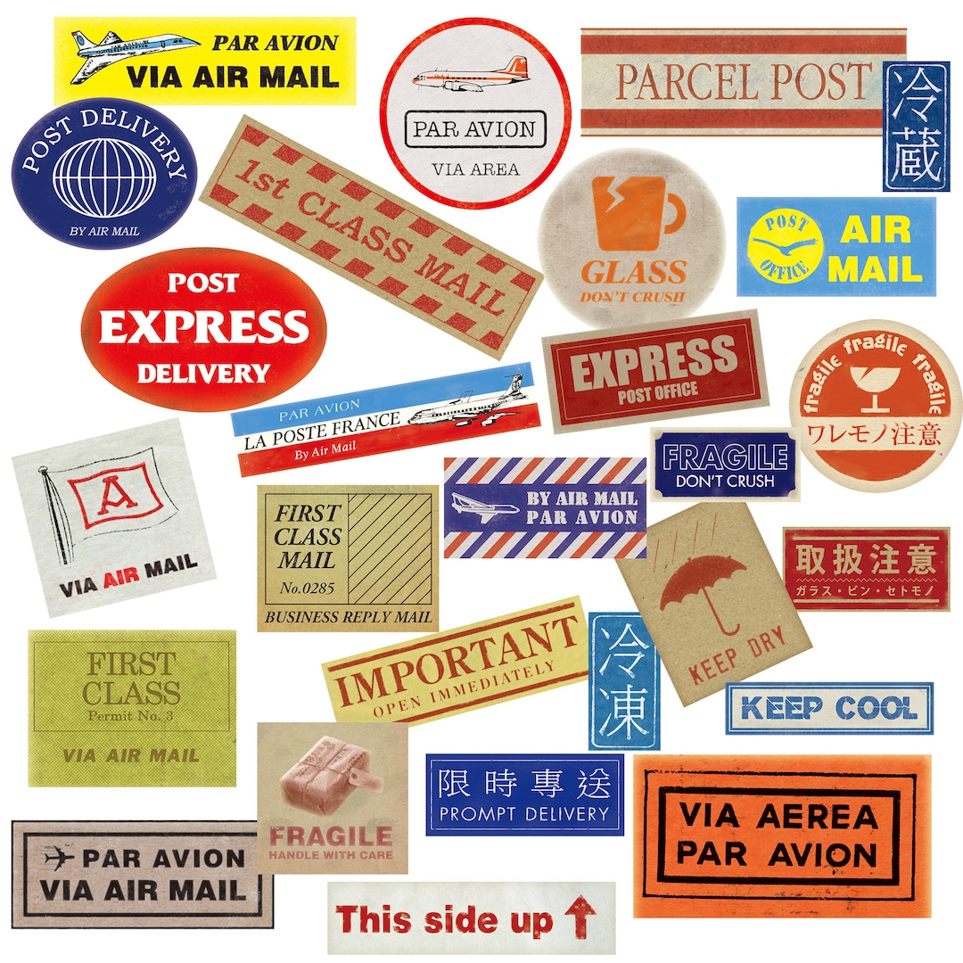 Vintage Mail Stickers, Postal Clip Art, Clip Art, Scrapbooking Clip Art ...