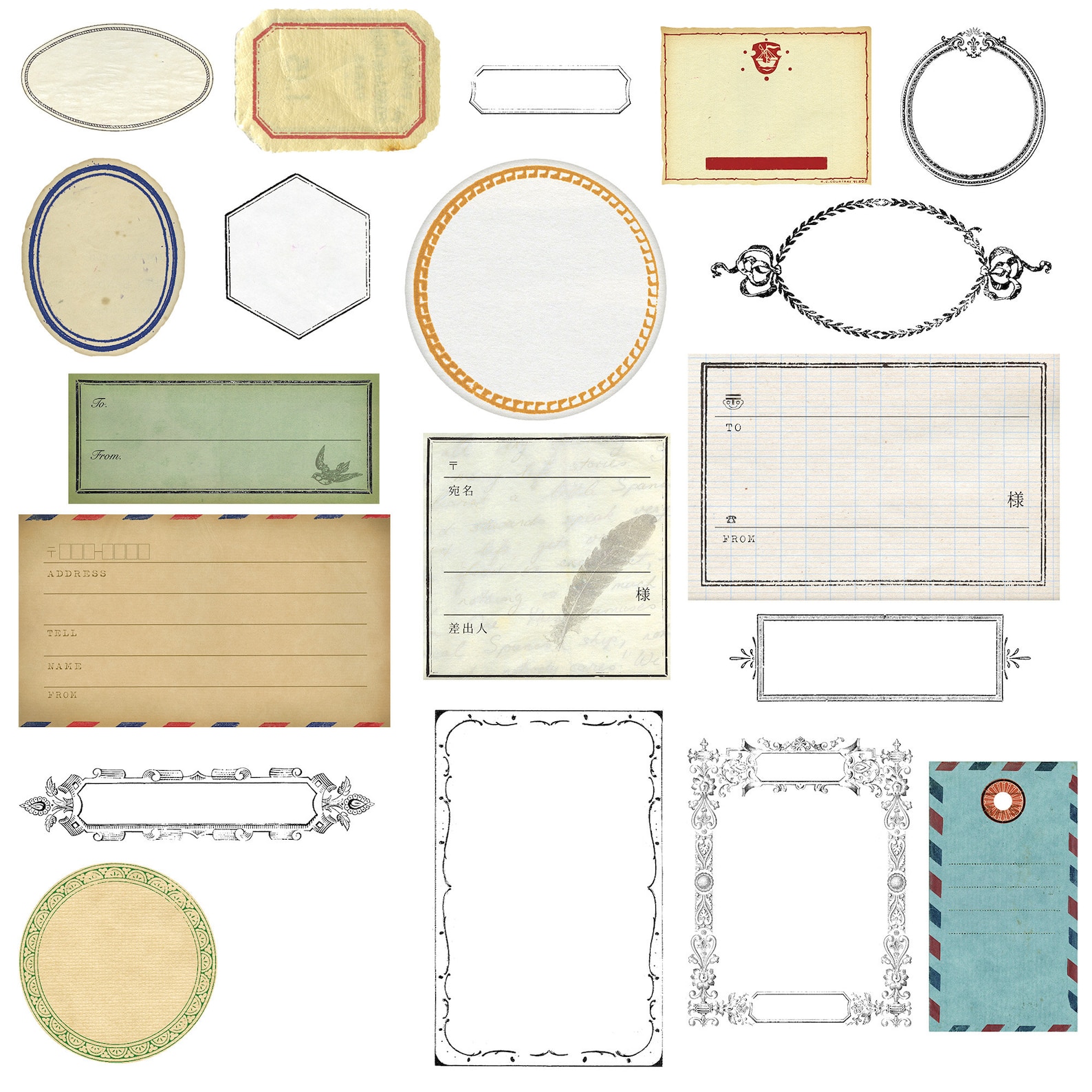 Vintage Labels, Digital Vintage Labels, Digital Labels and Stickers ...