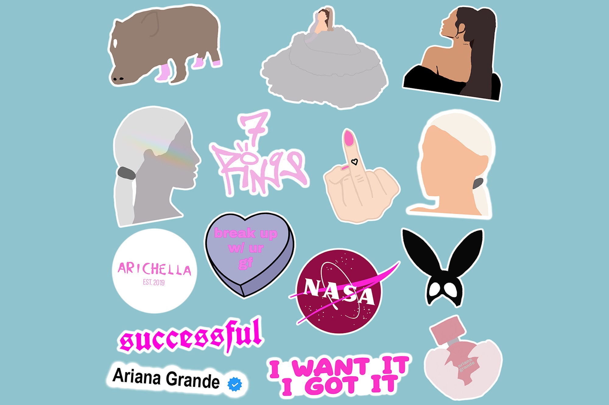 Ariana Grande Inspired Sticker Pack 15 Piece Premium | Etsy