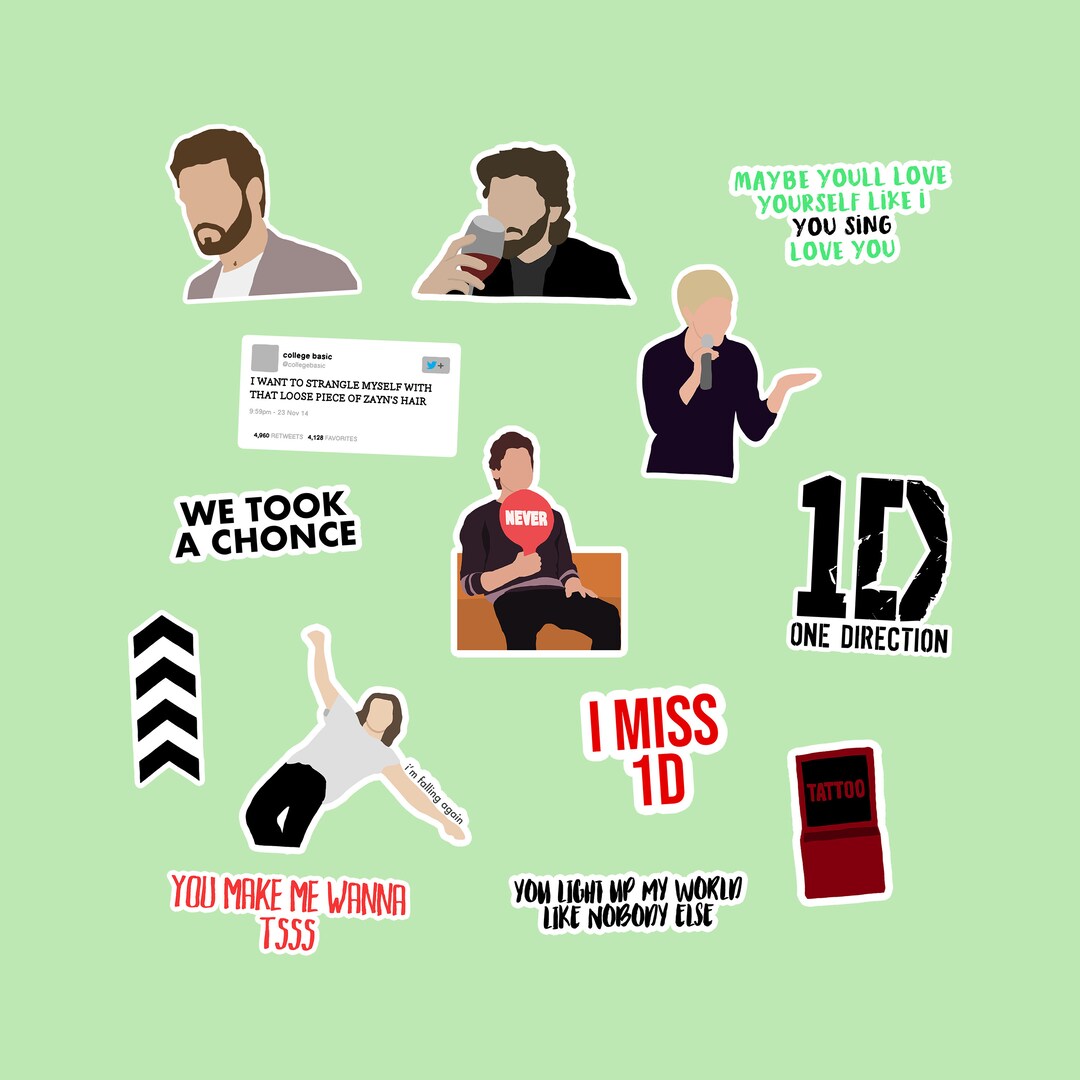 One Direction Inspired Sticker Pack - 14 Piece - Premium Waterproof ...