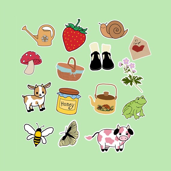 Small Cottagecore Inspired Sticker Pack 15 Piece Premium | Etsy