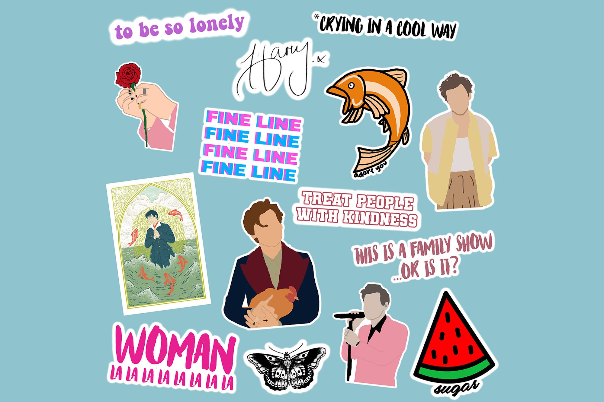 Harry Styles Inspired Sticker Pack 15 Piece Premium | Etsy