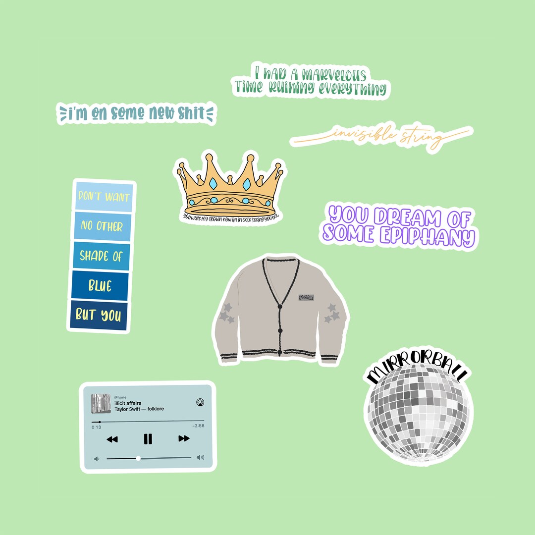 Taylor Swift: Folklore Inspired Sticker Pack - 9 Piece - Premium ...