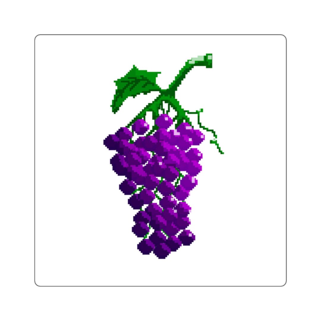 Pixel Art Grape Cluster Square Sticker | Purple Grapes Laptop Decal - Etsy
