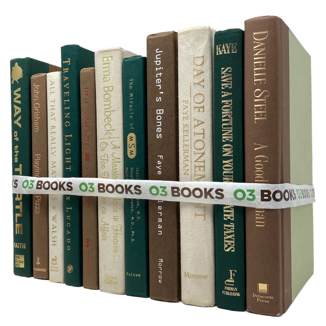 Green Brown Creme Real Modern Decorative Books Bulk Bundle Books Used ...
