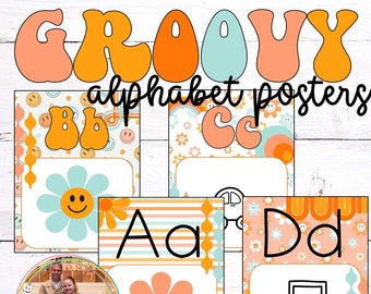 Groovy Boho Classroom Decor Homeschool Decor Groovy Retro Alphabet ...