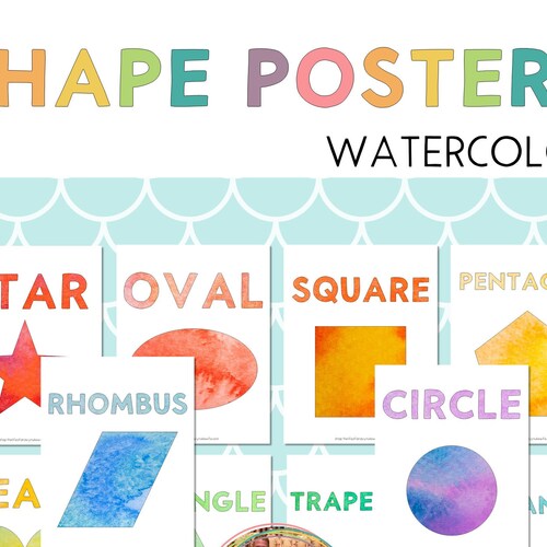 Watercolor Shapes Posters Watercolor Classroom Decor - Etsy