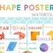 Watercolor Shapes Posters Watercolor Classroom Decor Homeschool Decor ...
