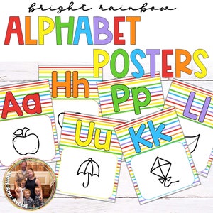 Bright Rainbow ABC Posters Classroom Decor Homeschool Decor Rainbow ...
