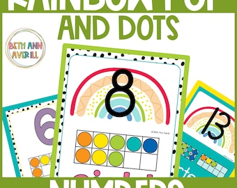 Numbers Posters Classroom Decorations Printable Rainbow Pop and Dots ...