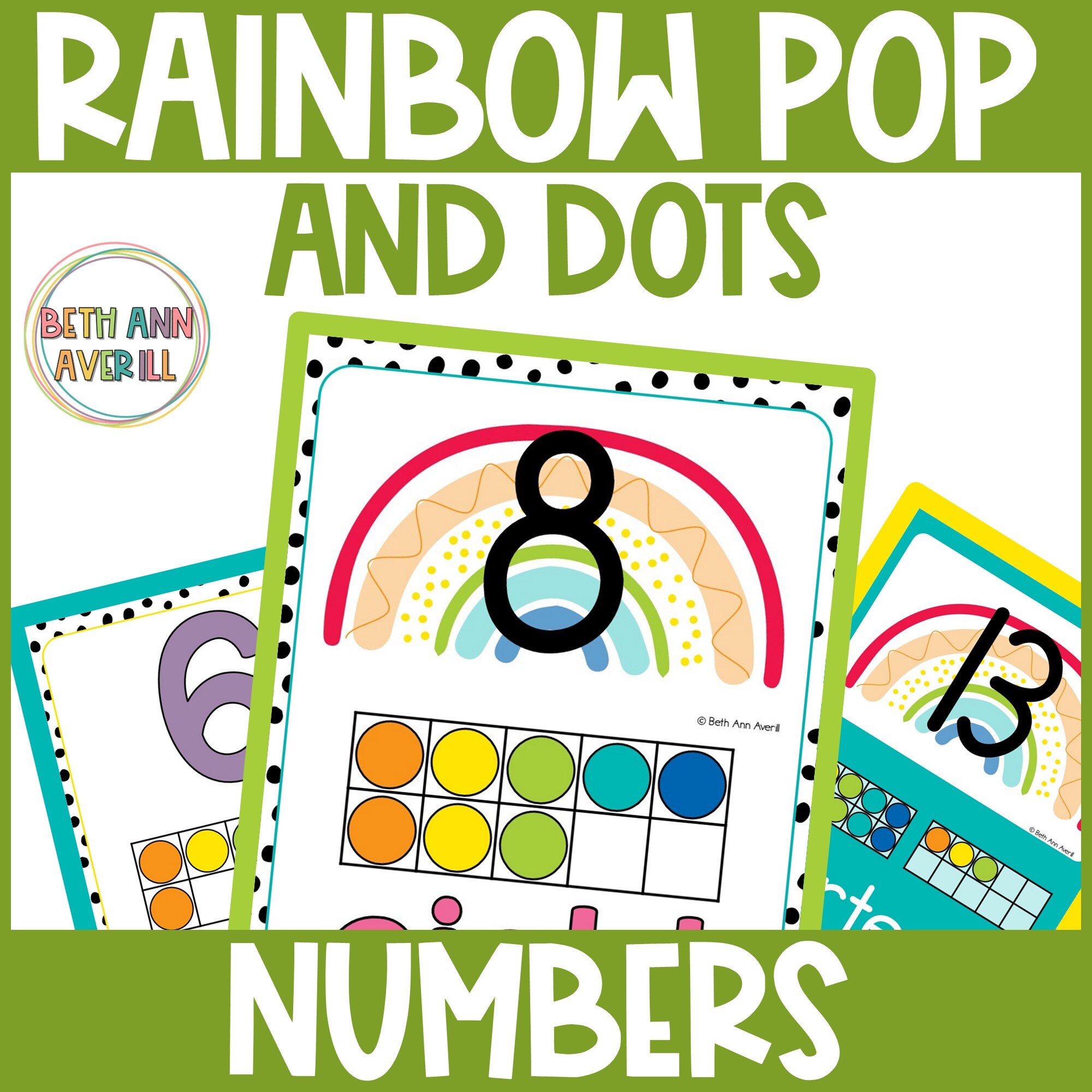 Numbers Posters Classroom Decorations Printable Rainbow Pop and Dots ...