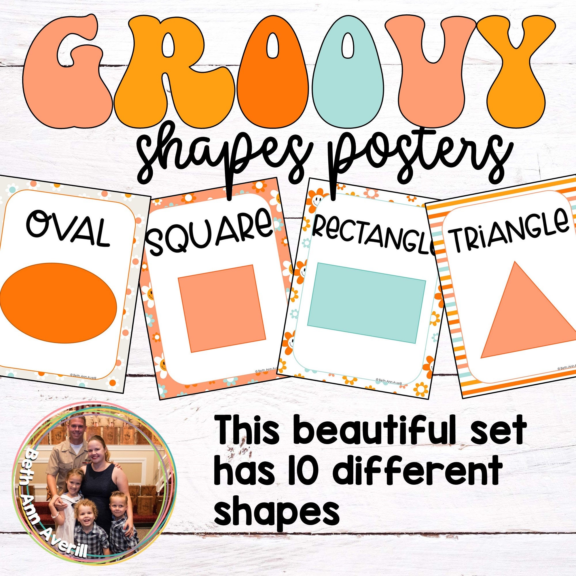 SHAPES Groovy Boho Classroom Decor Homeschool Decor Groovy Retro Shapes ...