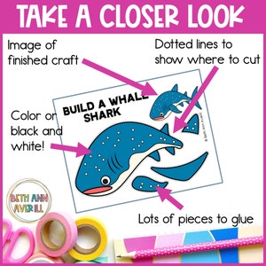 Shark Cut and Paste Craft Scissor Practice Activity Pack With Fun Cut ...