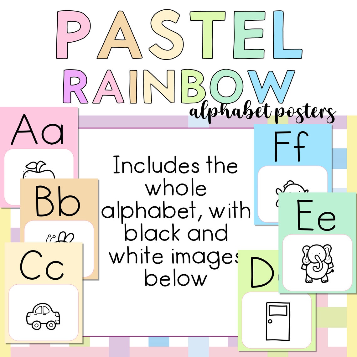 Pastel Rainbow ABC Posters Classroom Decor Homeschool Decor Light ...