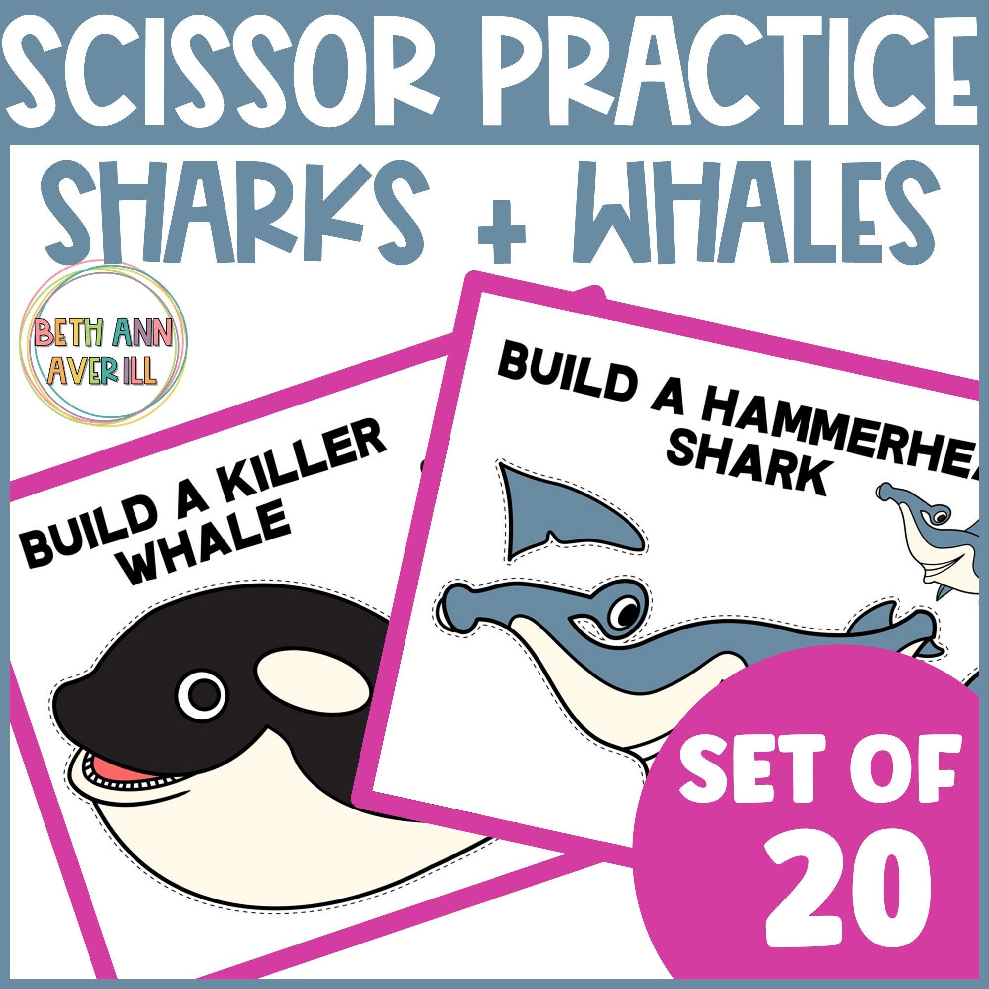 Shark Cut and Paste Craft Scissor Practice Activity Pack With Fun Cut ...