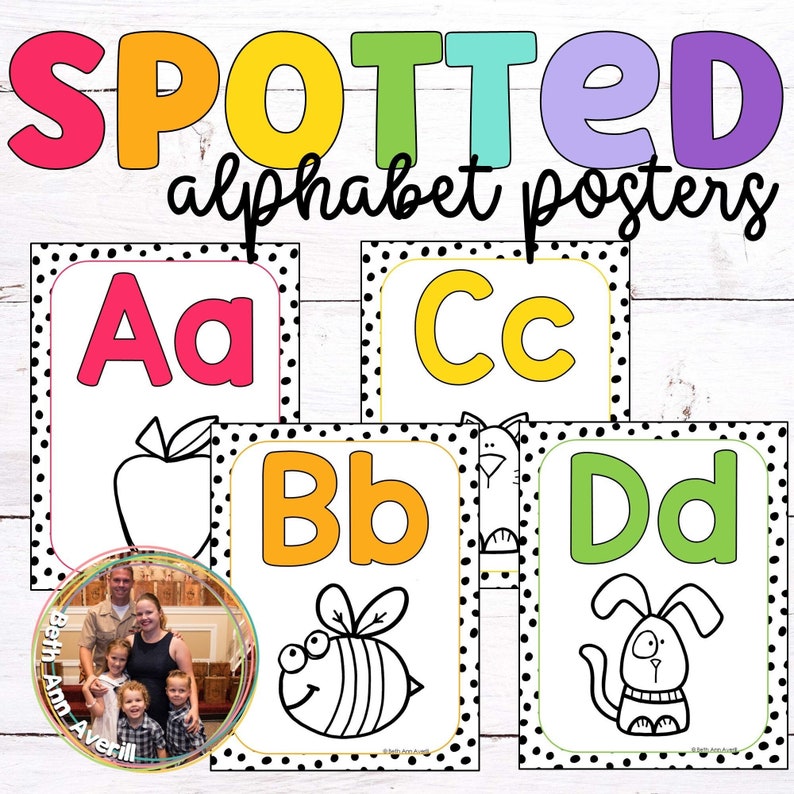 Alphabet Posters Classroom Decorations Printable Spotted Brights ...