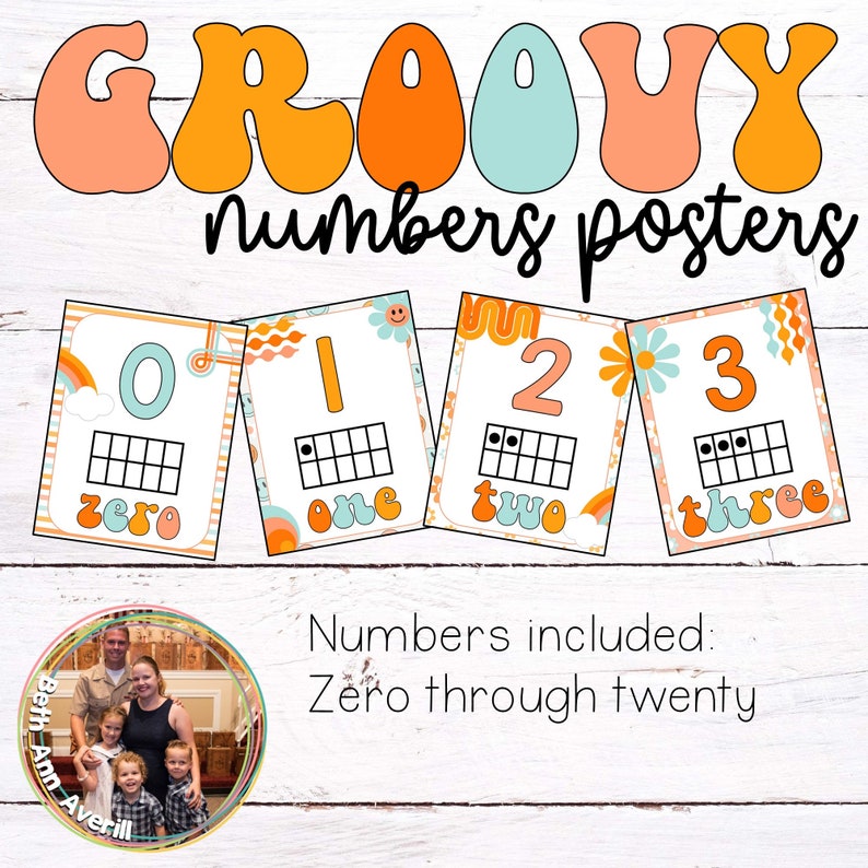 Groovy Boho Retro Numbers Posters 70s Classroom Decorations 0-20 - Etsy