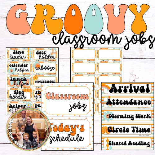 Groovy Boho Today's Schedule and Classroom Jobs for Retro - Etsy