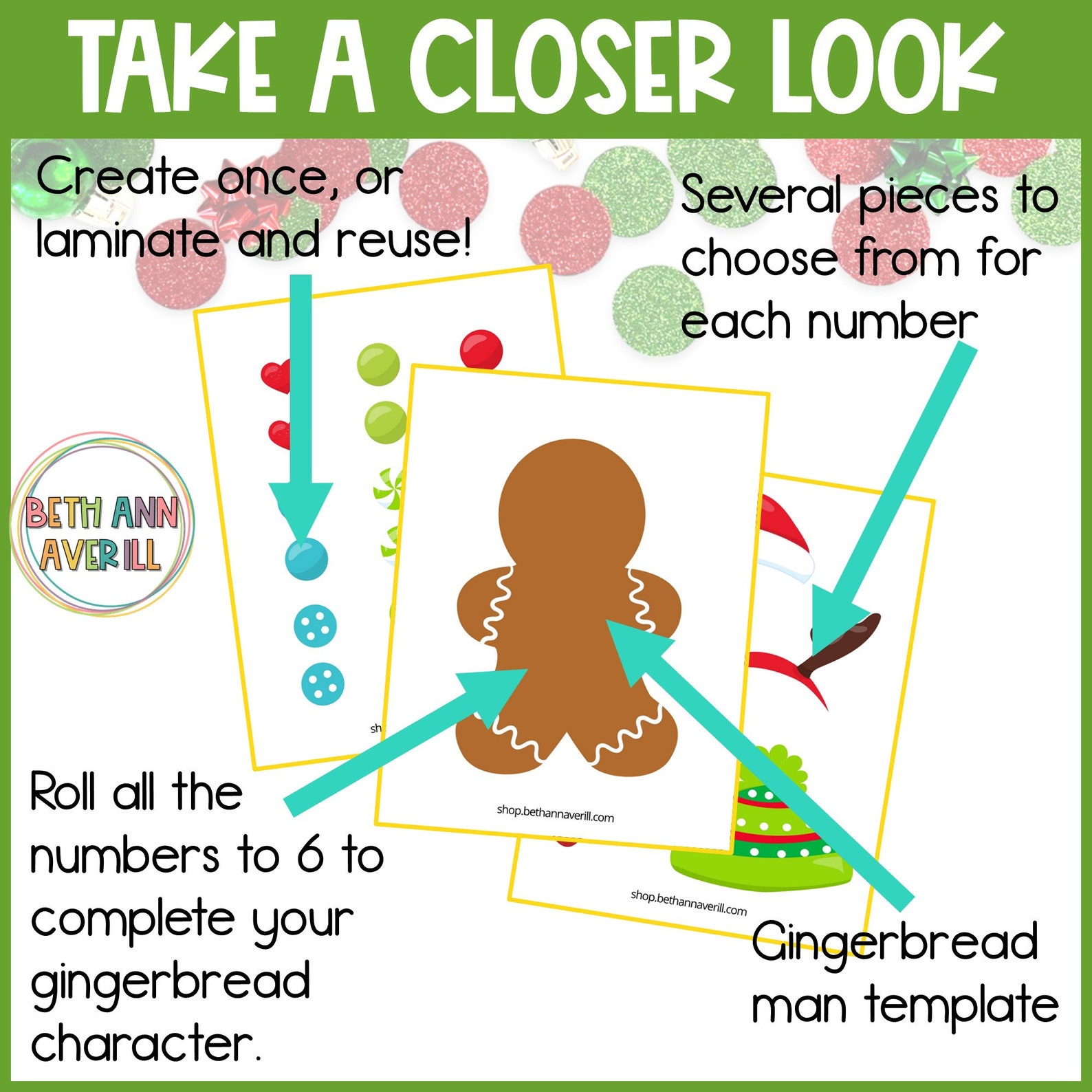Printable Roll a Gingerbread Man Preschool Dice Game for Prek and ...