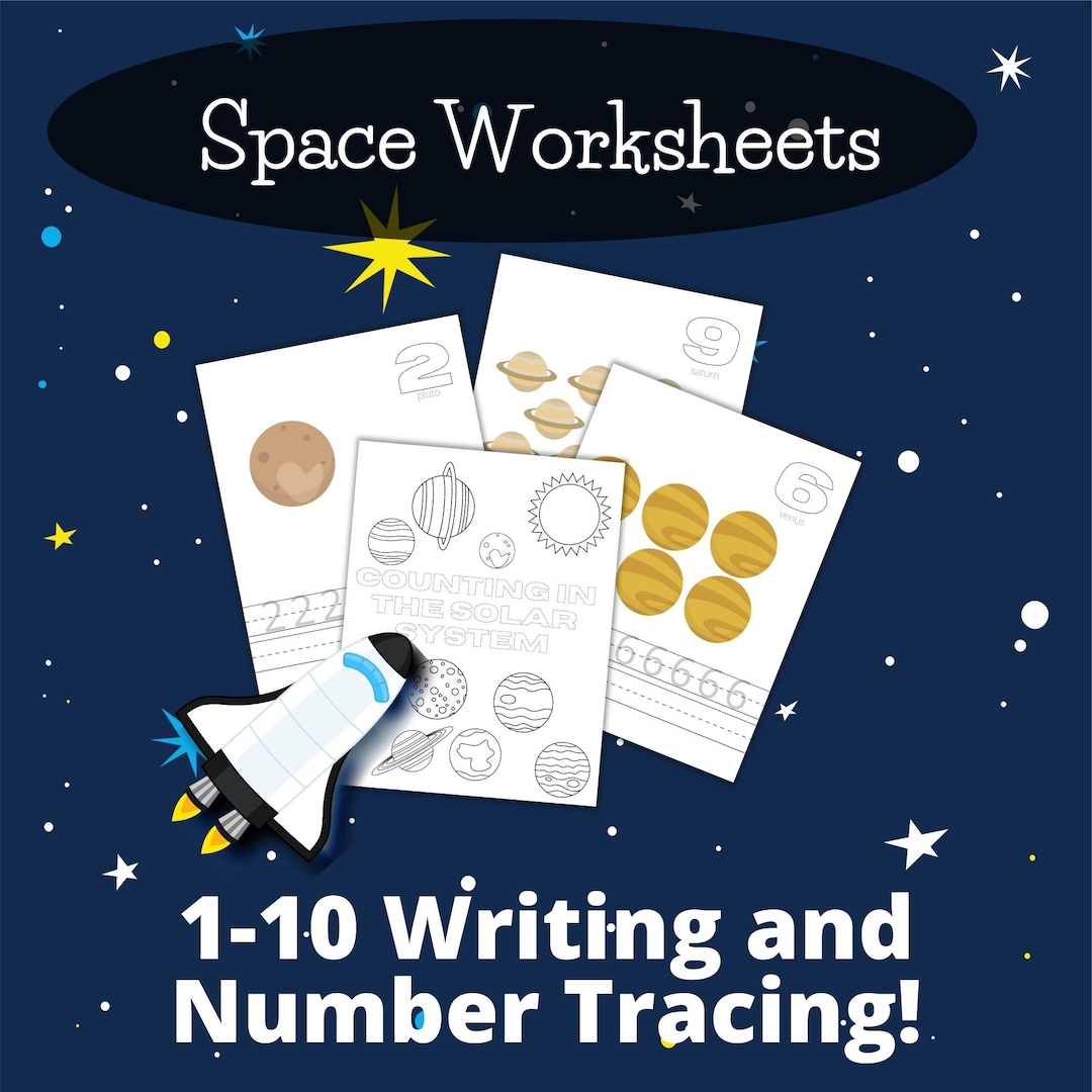 Printable Space Number Practice for Kids Space Printables Space ...