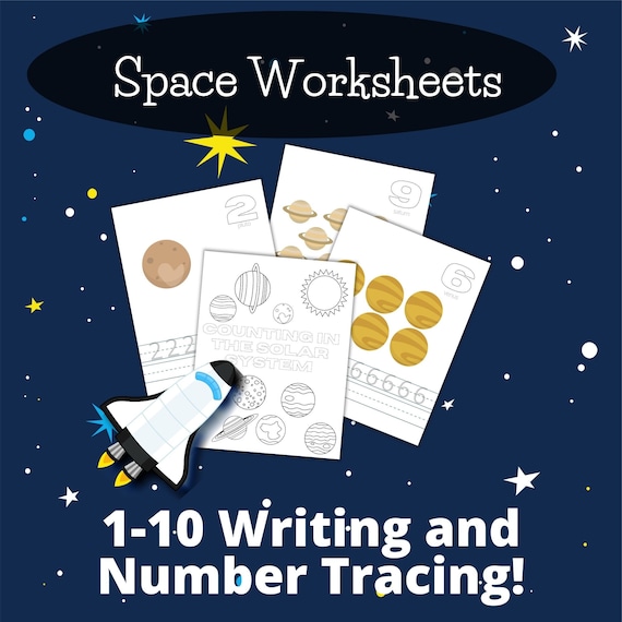 Printable Space Number Practice for Kids Space Printables - Etsy