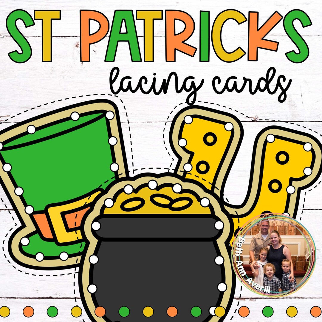 St. Patrick's Day Cookie Lacing Cards for Preschoolers Fine Motor Skill ...