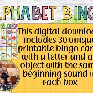 Alphabet Bingo Cards Alphabet Game for Letter Recognition in ...
