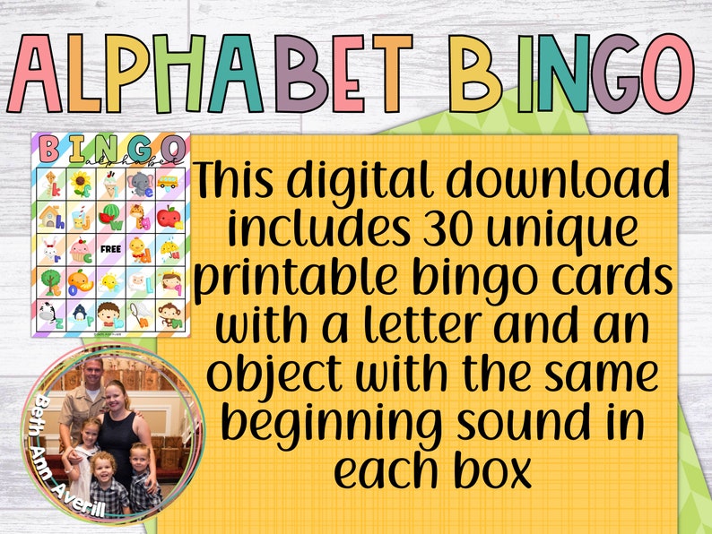 Alphabet Bingo Cards Alphabet Game for Letter Recognition in ...
