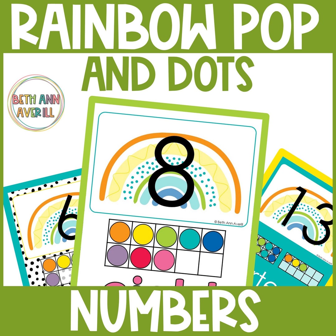 Numbers Posters Classroom Decorations Printable Rainbow Pop and Dots ...