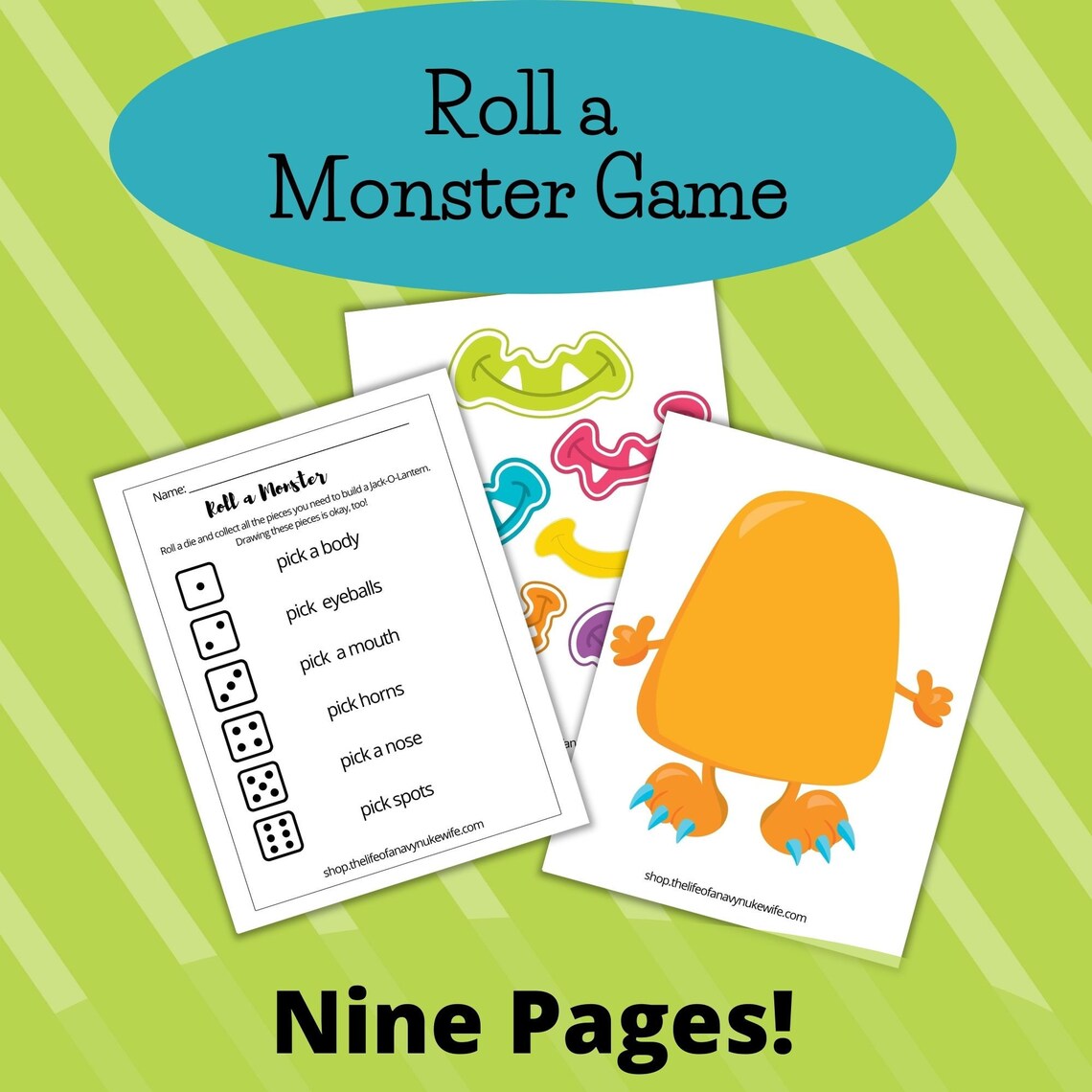 Roll-a-monster Preschool Game, Classroom Game, Build a Monster Create a ...