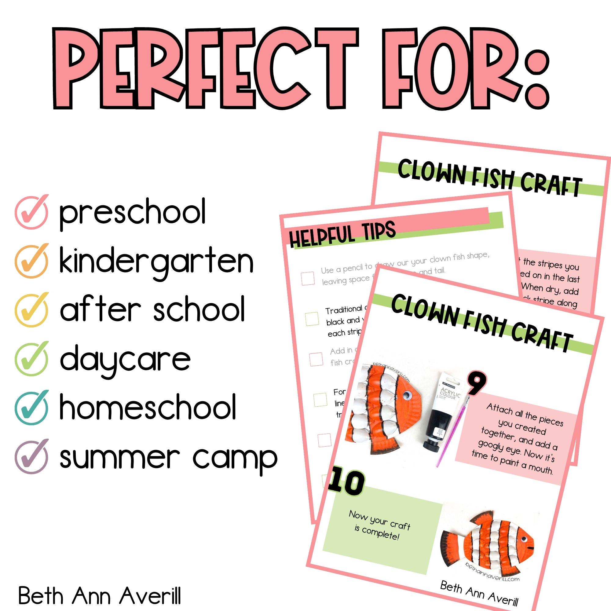 Clown Fish Craft for Preschoolers Ocean Summer Crafts Activity for ...