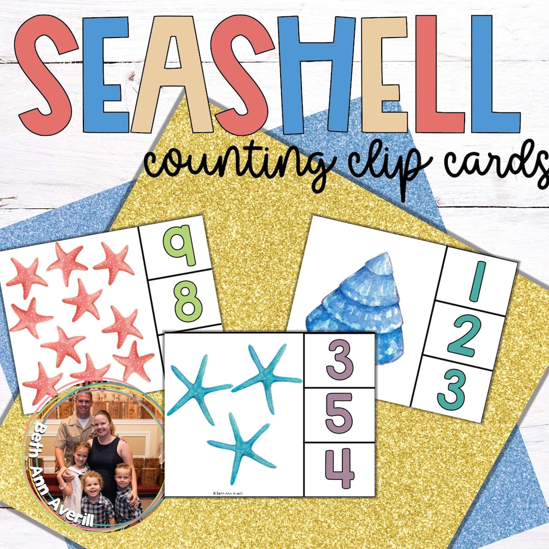 Seashell Counting Clip Cards for Preschoolers, Learning to Count - Etsy