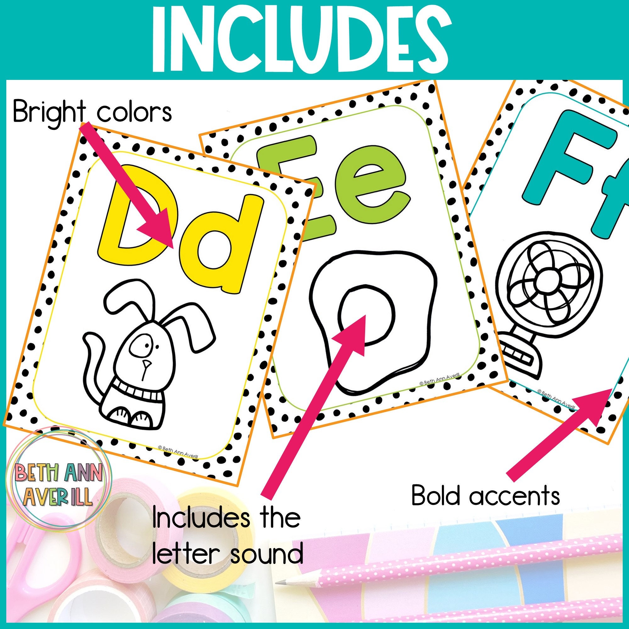Alphabet Posters Classroom Decorations Printable Rainbow Pop and Dots ...