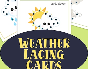 Montessori Lacing Cards for Toddlers, Weather Activities Preschool, Pre ...