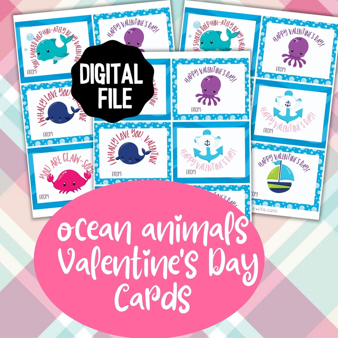 Boy Ocean Creatures Valentine's Day Cards | Classroom Valentines ...