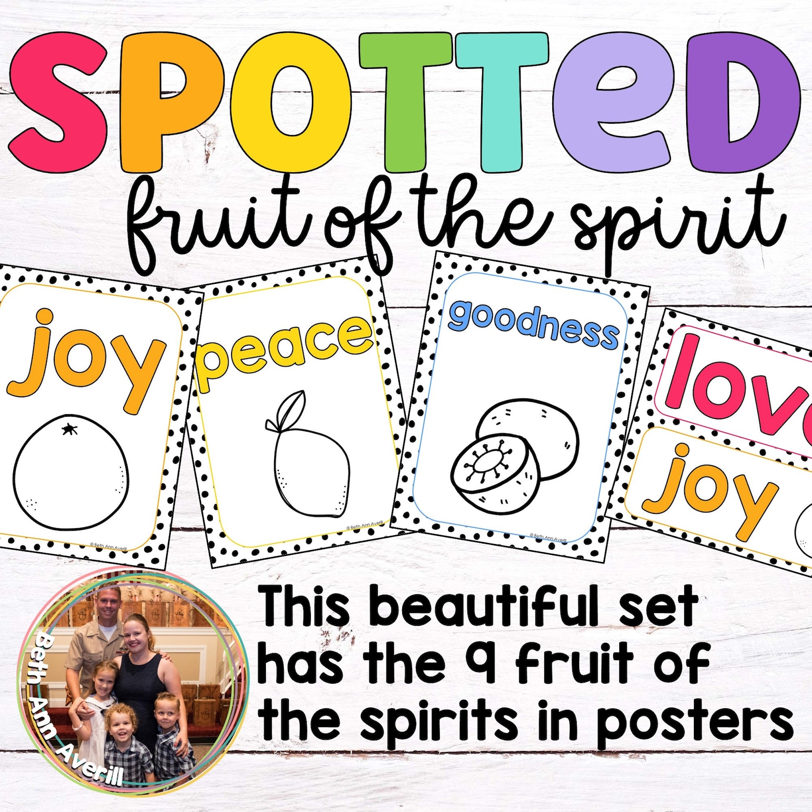 Fruit of the Spirit Spotted Brights Posters Watercolor Classroom Decor ...
